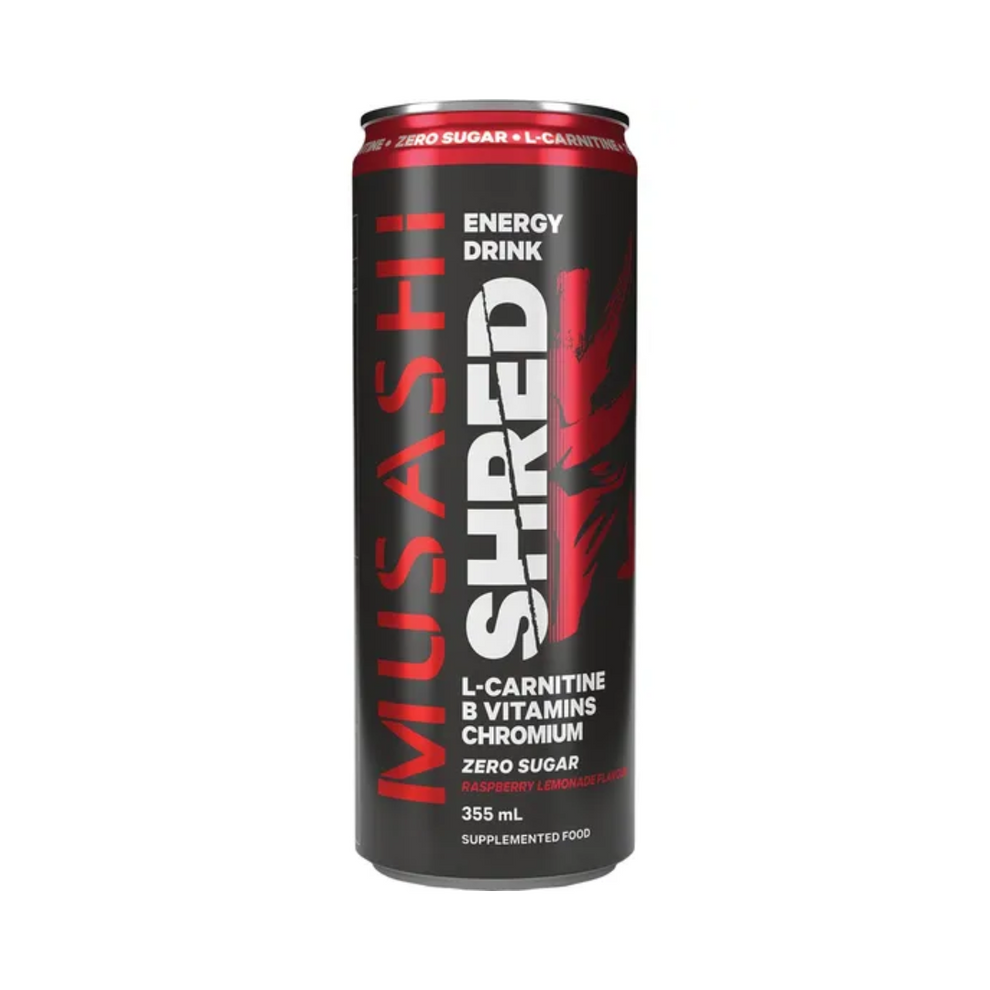 Musashi Shred Energy Drink 355ml Raspberry Lemonade - 12 Pack – Fitness ...