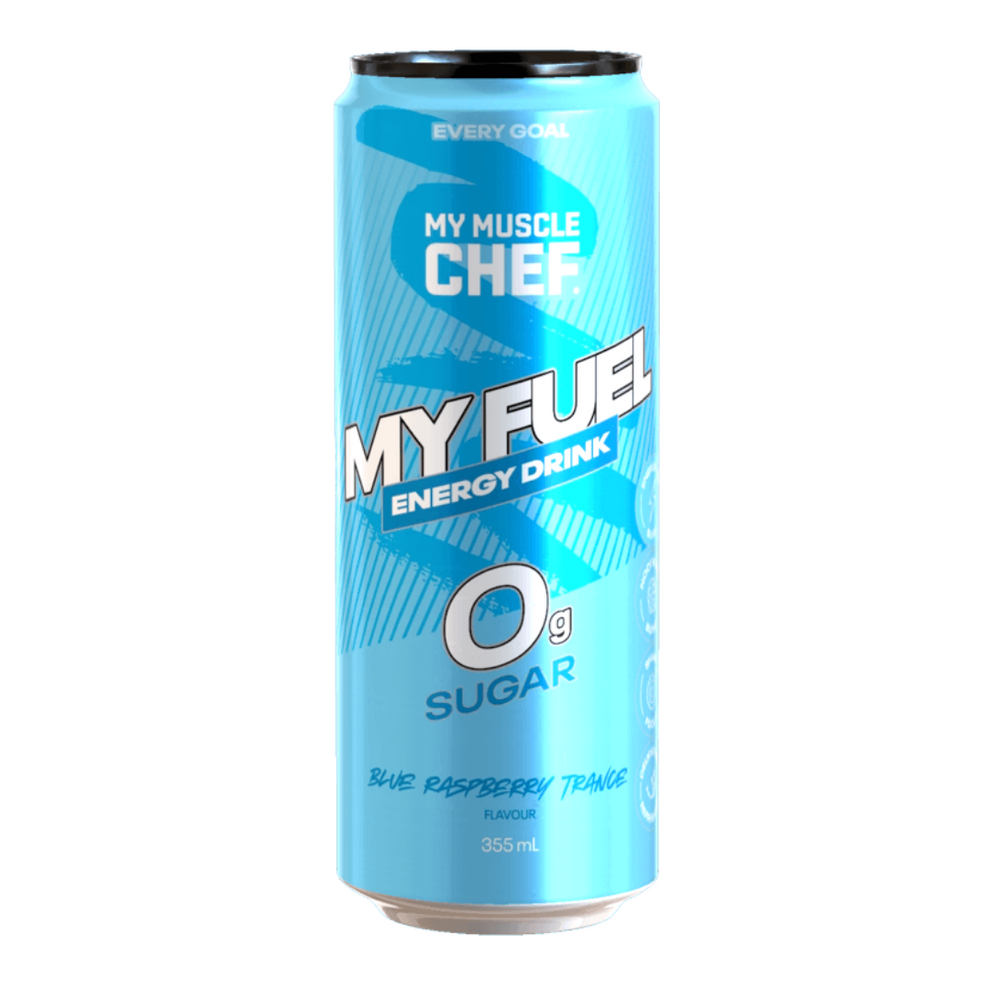 My Muscle Chef Energy Drink 355ml Blue Raspberry Trance - 12 Pack CLEA ...