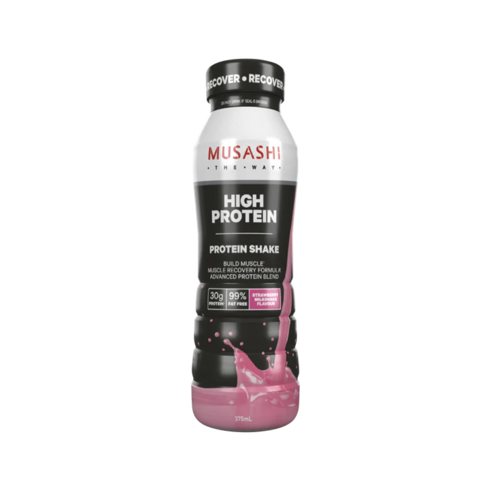 Musashi High Protein Shake 375ml Strawberry - 6 Pack – Fitness Vending