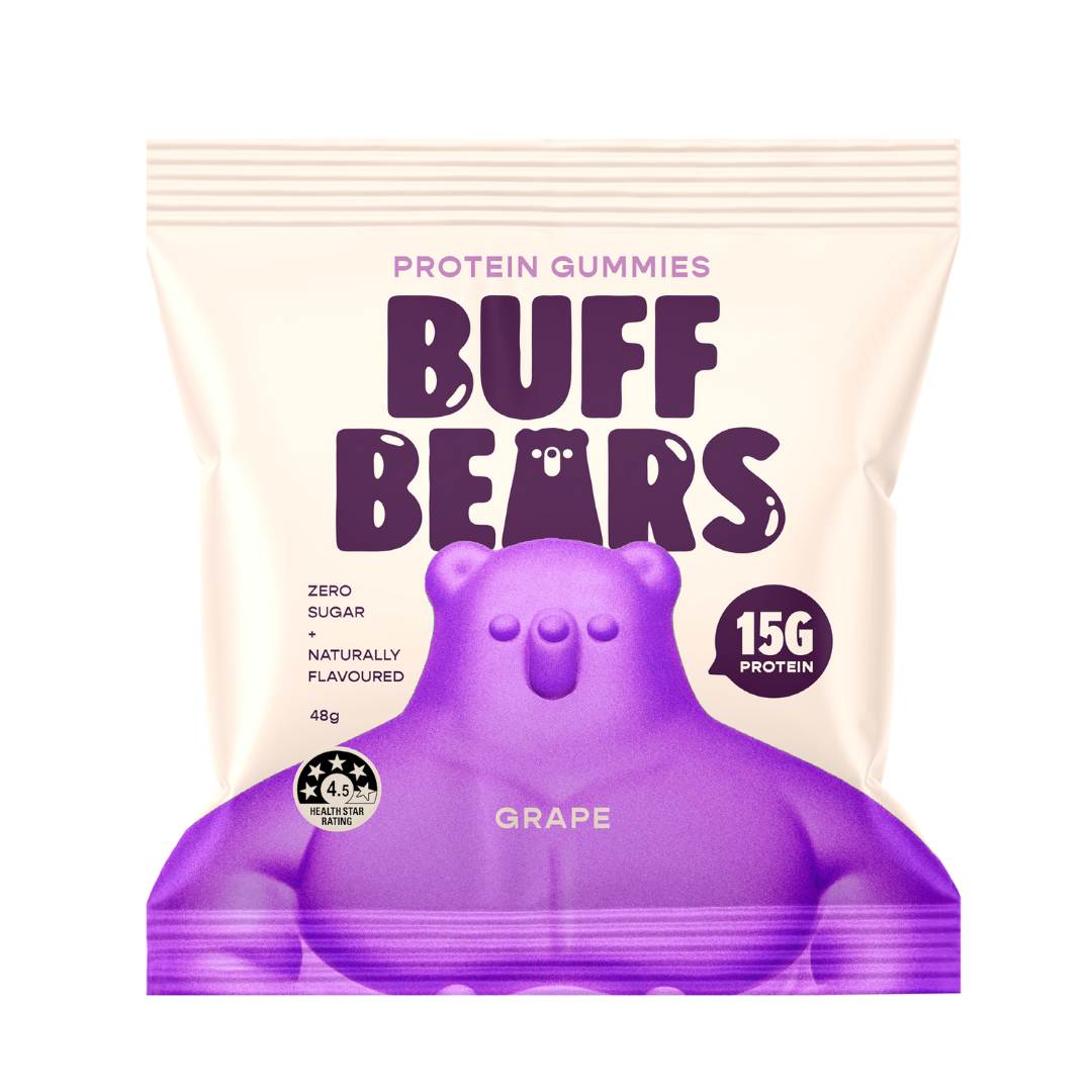 BUFF BEARS Protein Gummies 48g Grape - 12 Pack – Fitness Vending