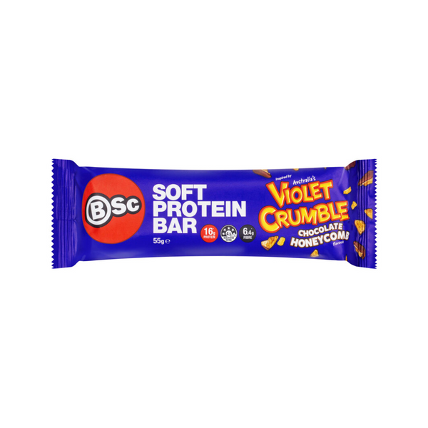 BSc Violet Crumble Soft Protein Bar 55g Chocolate Honeycomb - 12 Pack ...