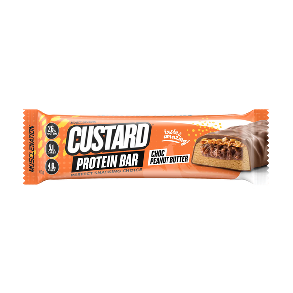 Muscle Nation Custard Protein Bar 60g Choc Peanut Butter - 12 Pack ...