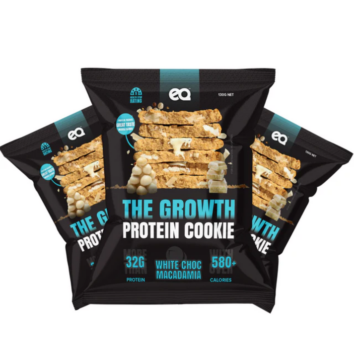 NEW EQ Growth Protein Cookie 130g White Choc Macadamia - 12 Pack ...