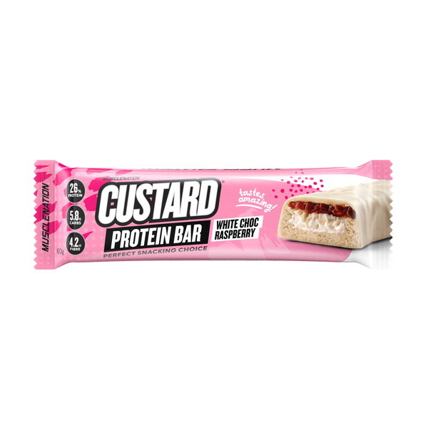 Muscle Nation Custard Protein Bar 60g White Choc Raspberry - 12 Pack ...