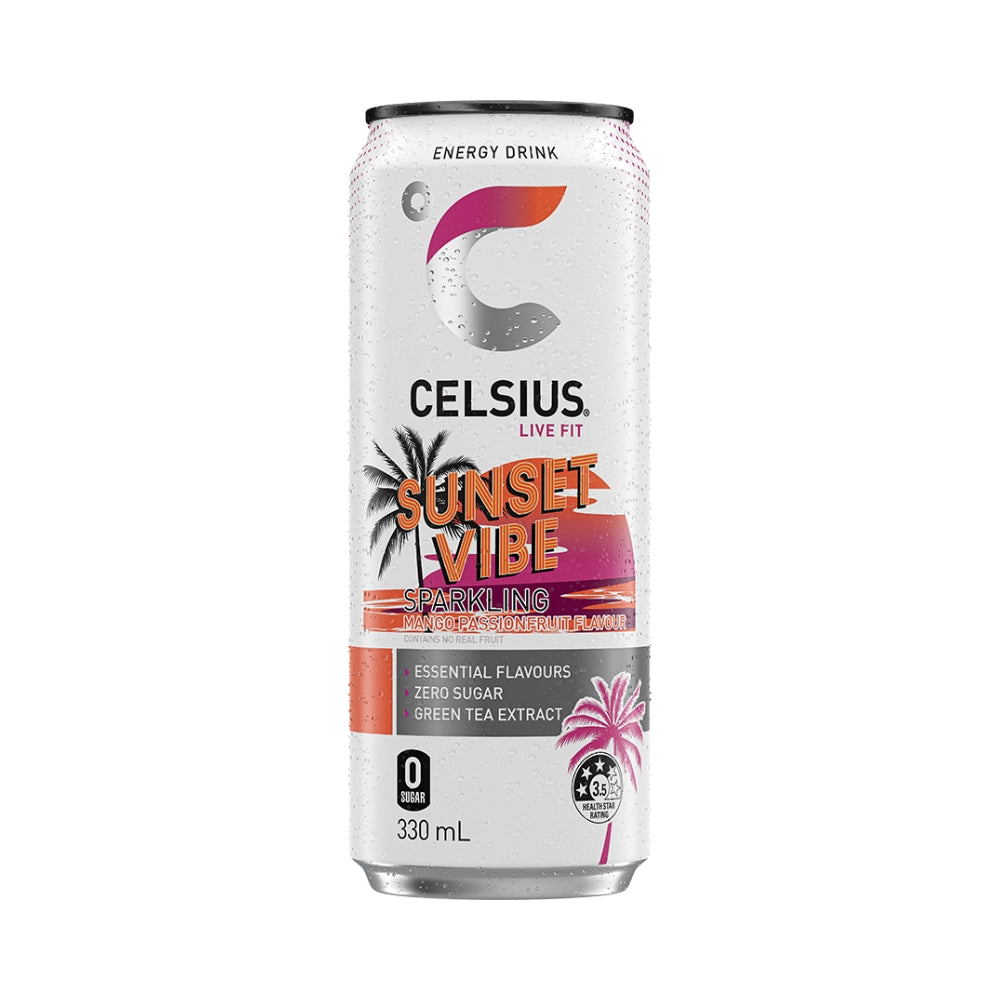 CELSIUS Sugar Free Energy Drink 330ml Sunset Vibe - 24 Pack – Fitness ...