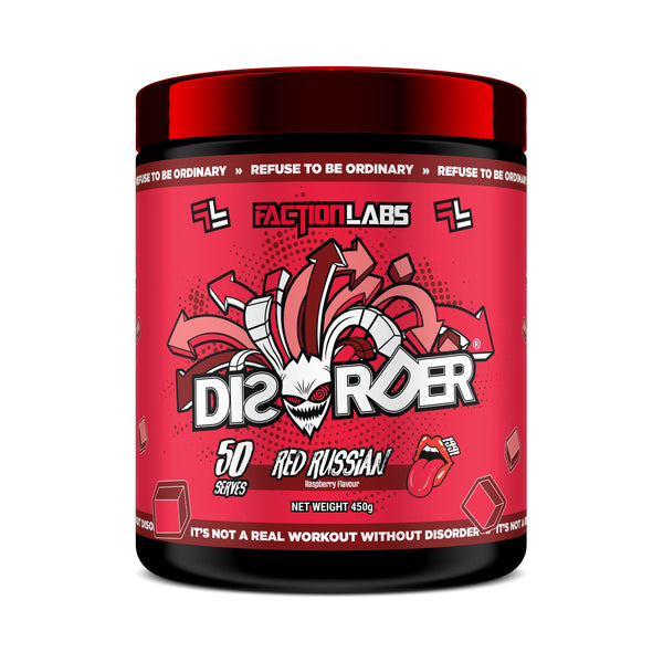 Faction Labs DISORDER Pre Workout 50 Serve - Red Russian – Fitness Vending