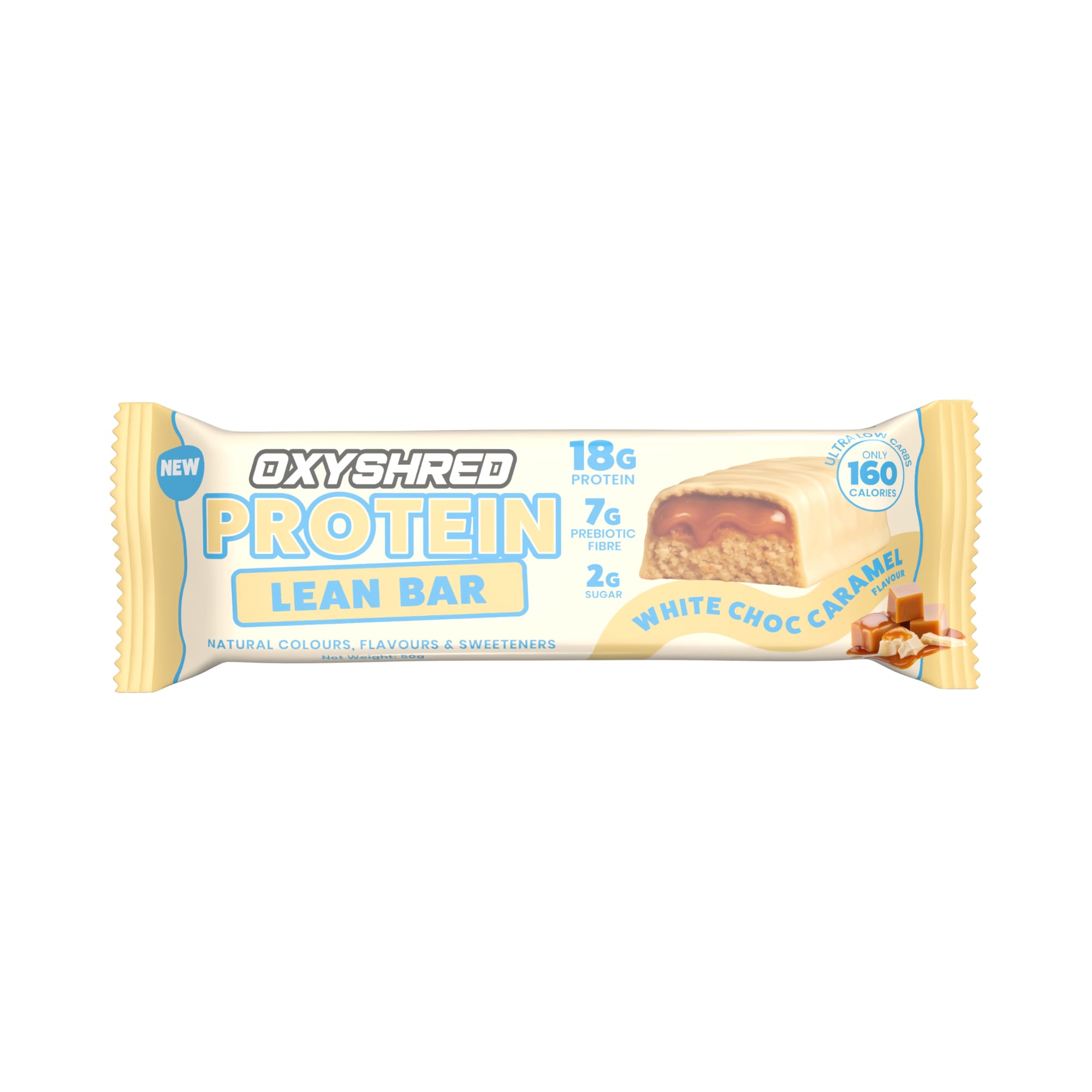 Oxyshred Lean Protein Bar 50g White Choc Caramel - 12Pack – Fitness Vending
