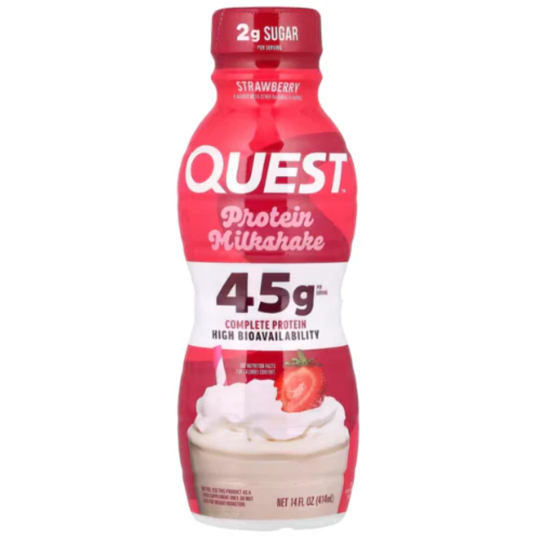 Quest 45g Protein Milkshake 414ml Strawberry - 12 Pack – Fitness Vending