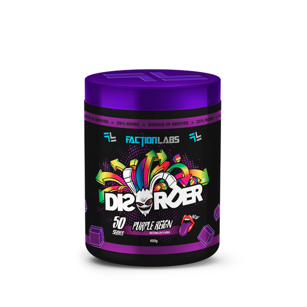 Faction Labs DISORDER Pre Workout 50 Serves - Purple Reign – Fitness ...