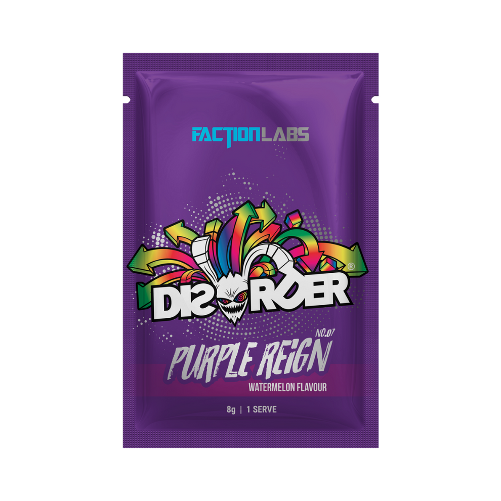 Faction Labs DISORDER Pre-Workout 8g Sachet Purple Reign - 10 Pack ...